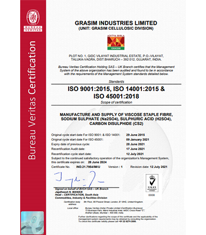 Certificates | Liva By Birla Cellulose